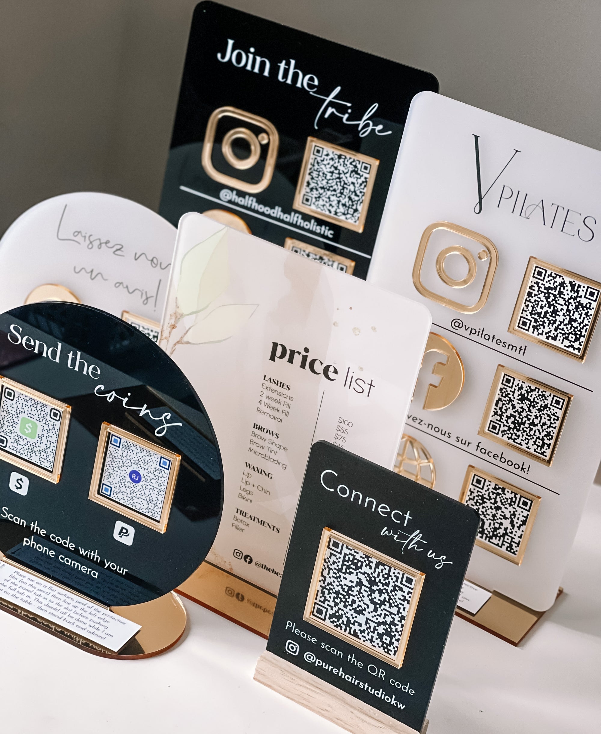 QR Code Sign, Acrylic Logo Signs, Wedding Decor & Branding