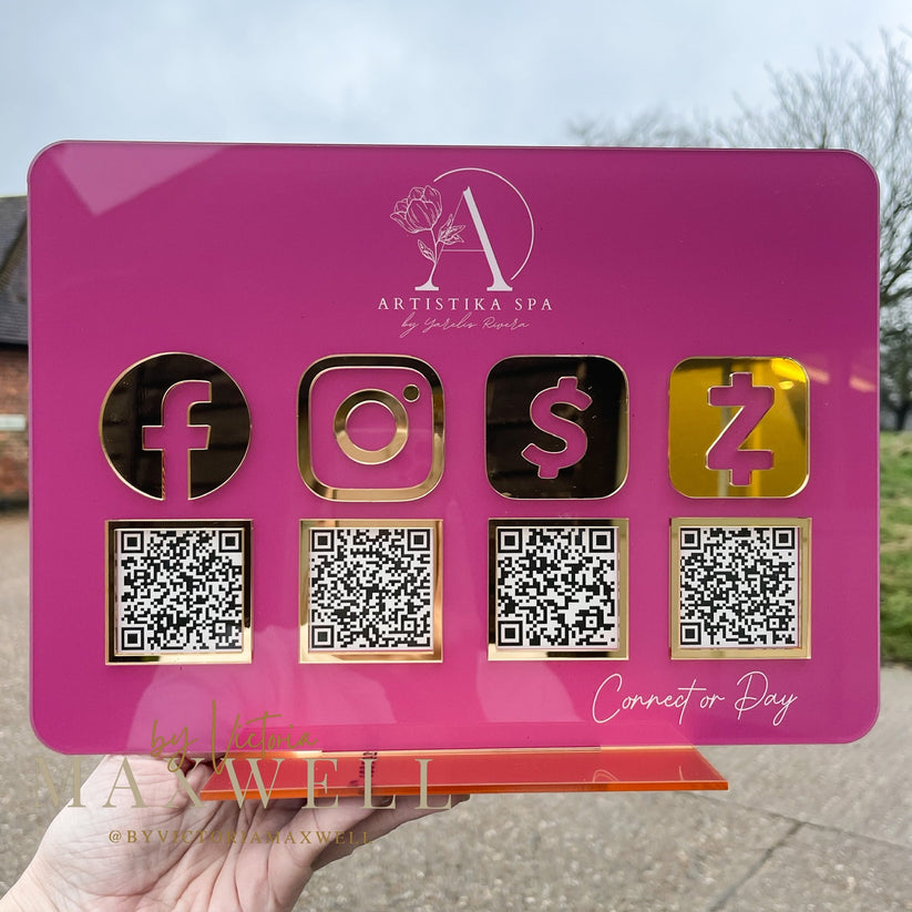 4 Icon + Optional Logo Social Media Sign | Marketing & Show Display ...